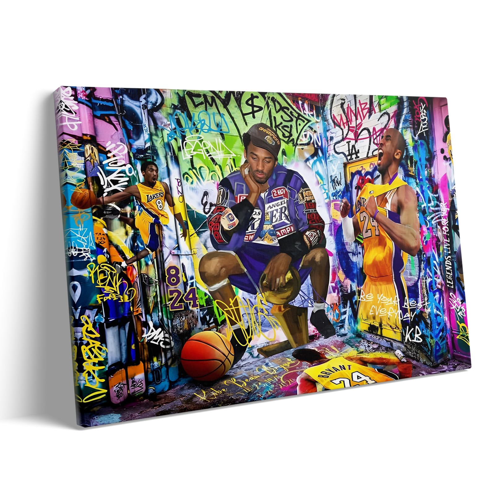 Kobe Bryant Canvas Wall Art Decor - Graffiti-Inspired Basketball Tribu ...